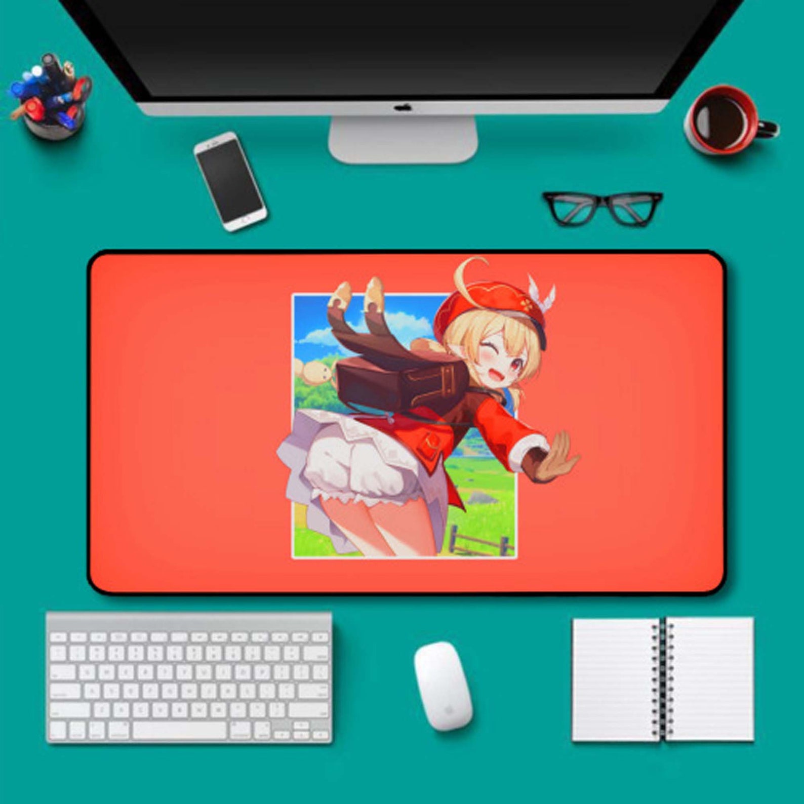 Large Mousepad Desk Pad Genshin Impact Game Klee Mouse Pad Etsy