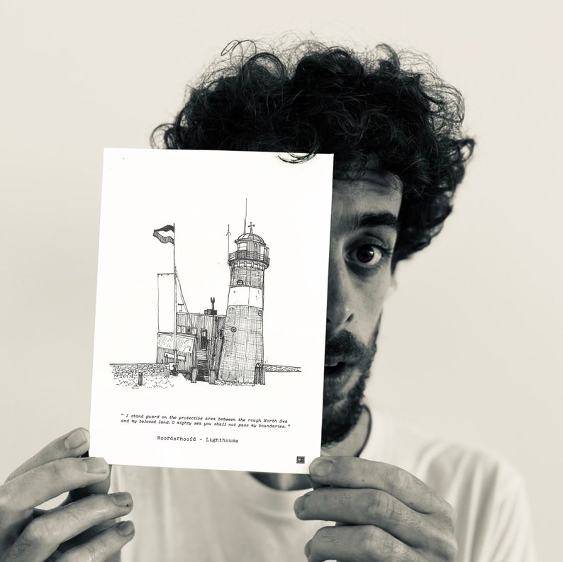 Netherlands Print Dutch Lighthouse Art Print Fine Line Art - Etsy