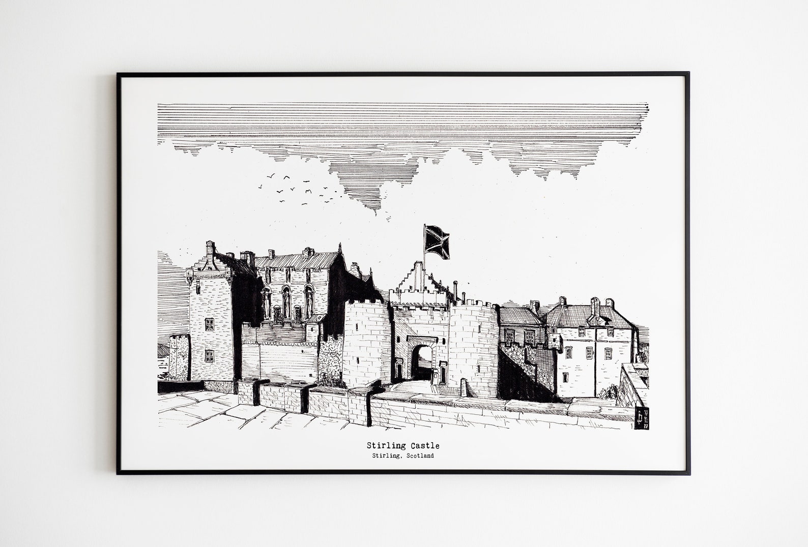 Scotland Stirling Castle Print Art, Architecture Sketch Print, Pen ...