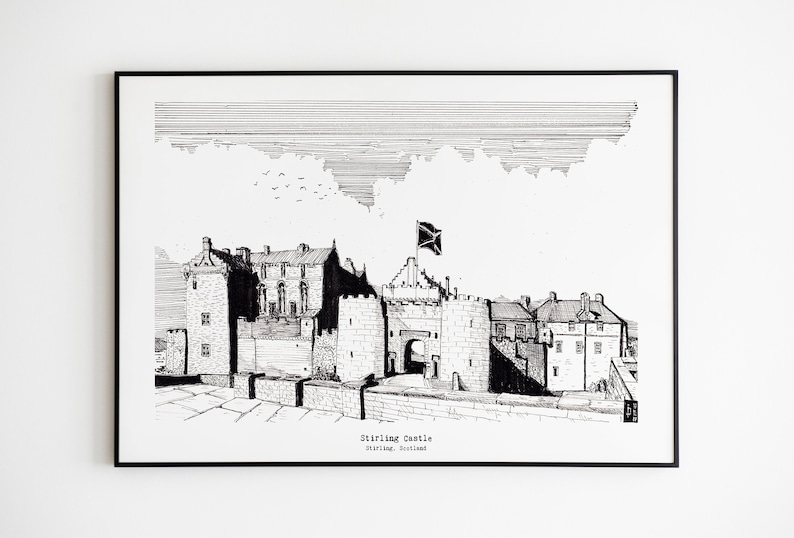 Scotland Stirling Castle Print Art, Architecture Sketch Print, Pen ...