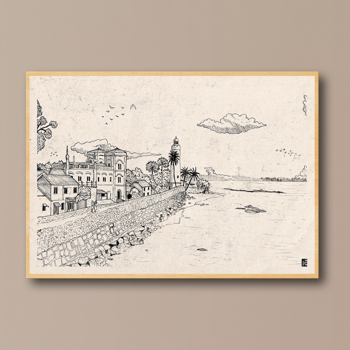 Galle Dutch Fort Sri Lanka Art, Galle Landscape Print, Pen Ink ...