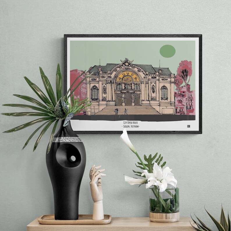 Vietnam Travel Art Print, Saigon City Opera House, Saigon Wall Art ...