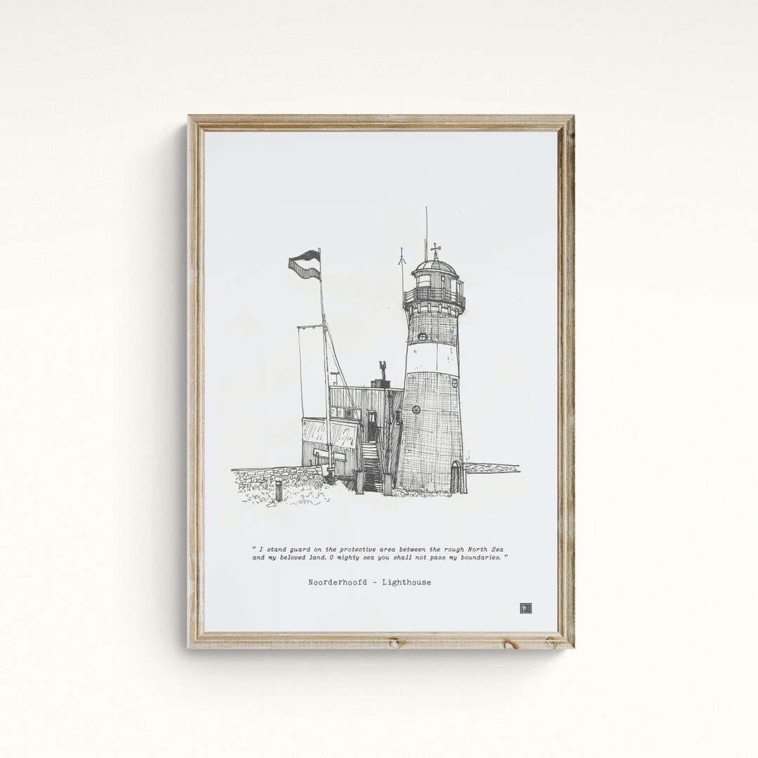 Netherlands Print Dutch Lighthouse Art Print Fine Line Art - Etsy