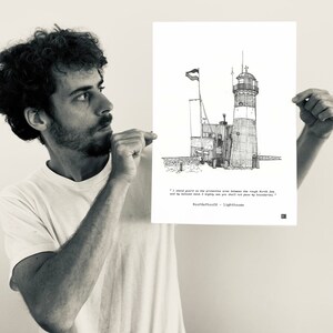 Netherlands Print Dutch Lighthouse Art Print Fine Line Art - Etsy