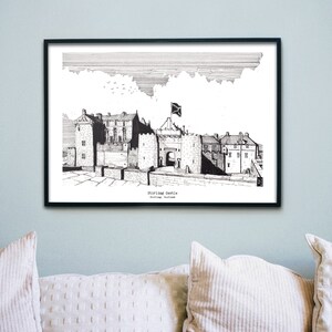 Scotland Stirling Castle Print Art, Architecture Sketch Print, Pen ...