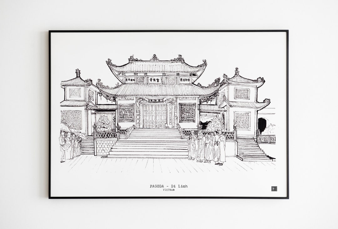 Vietnam Art Print, Architecture Print, Vietnamese Pagoda Dilinh Vietnam ...