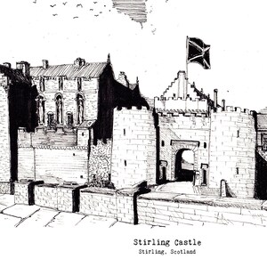 Scotland Stirling Castle Print Art, Architecture Sketch Print, Pen ...