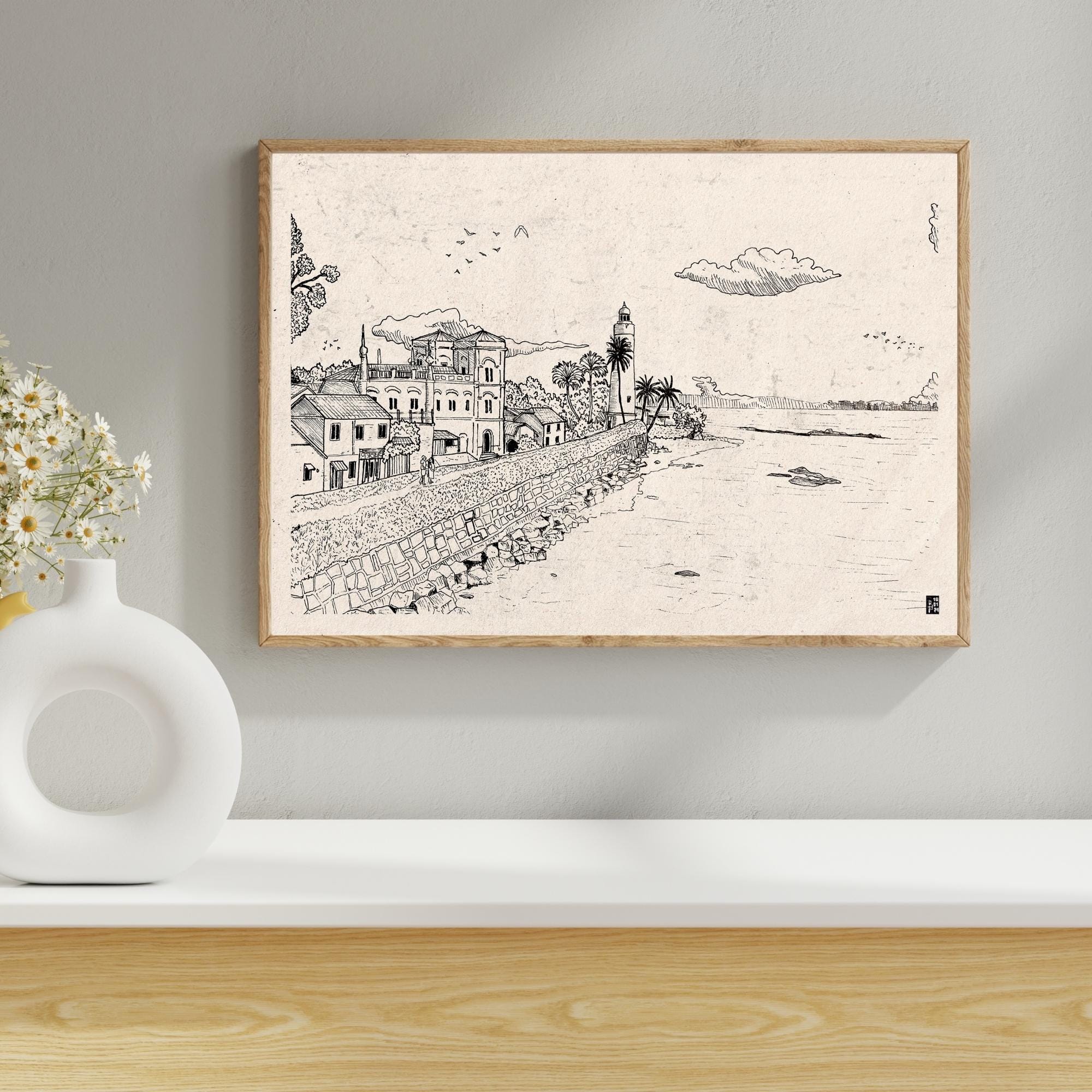 Galle Dutch Fort Sri Lanka Art, Galle Landscape Print, Pen Ink ...