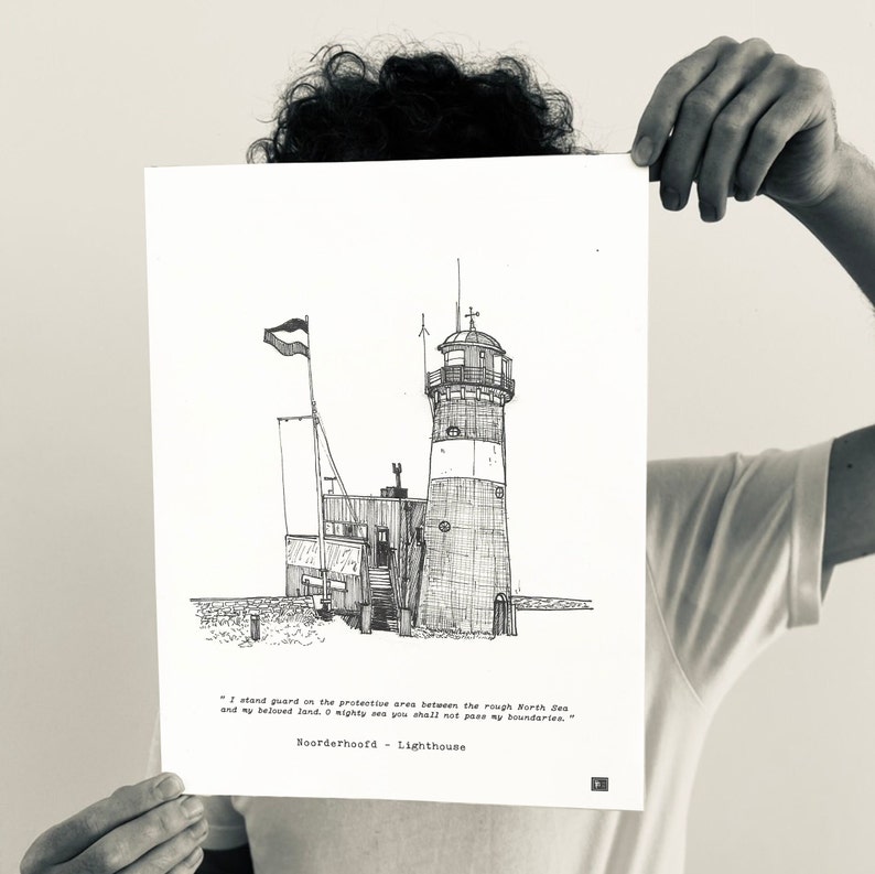 Netherlands Print Dutch Lighthouse Art Print Fine Line Art - Etsy