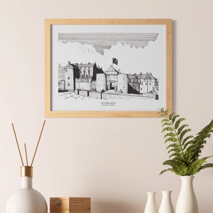 Scotland Stirling Castle Print Art, Architecture Sketch Print, Pen ...