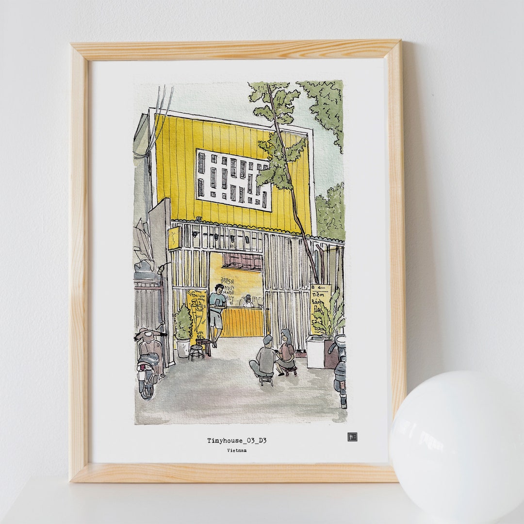 Saigon Vietnam Art Print, Watercolor Ink Illustration Print of Tropical ...