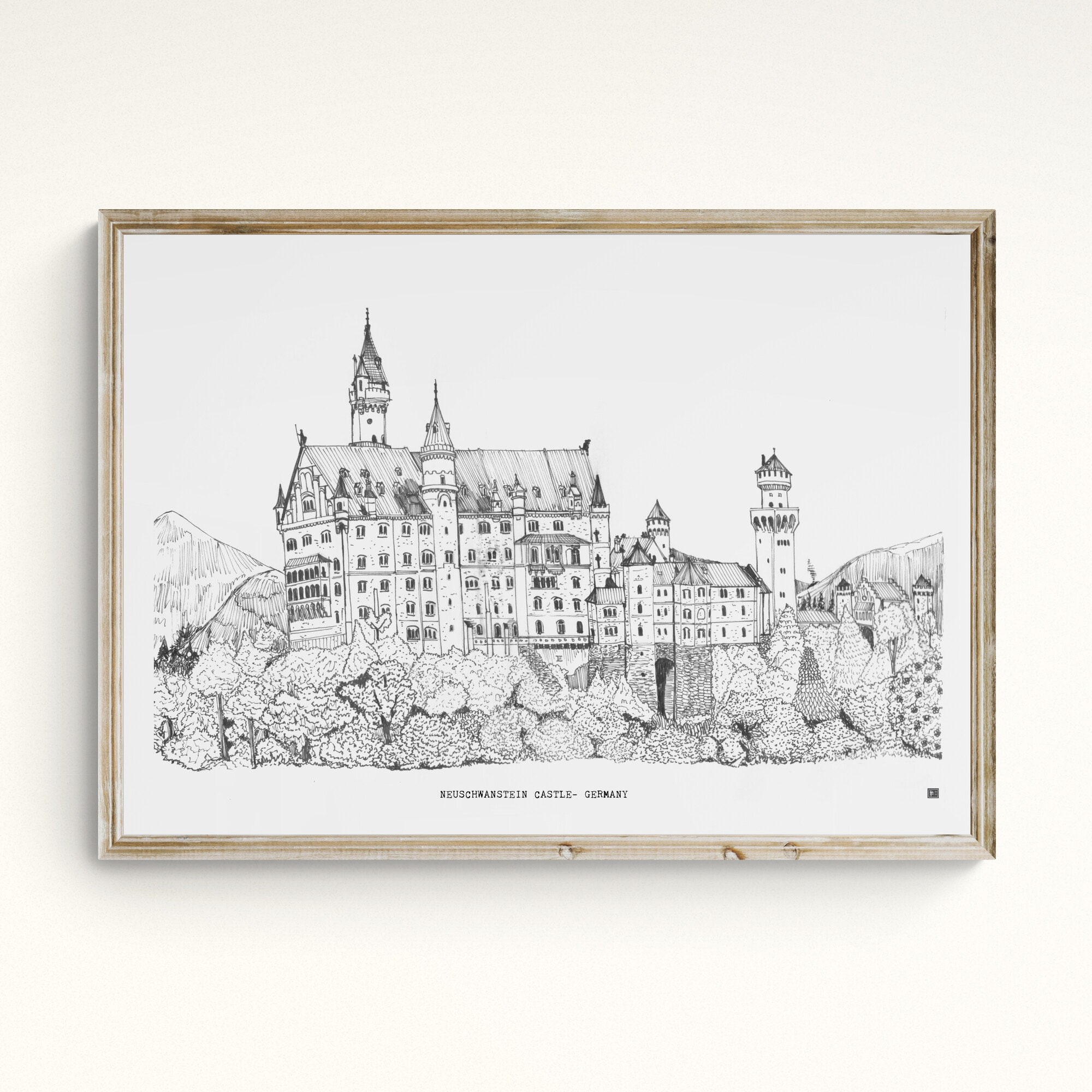 Neuschwanstein Castle Drawing - Etsy