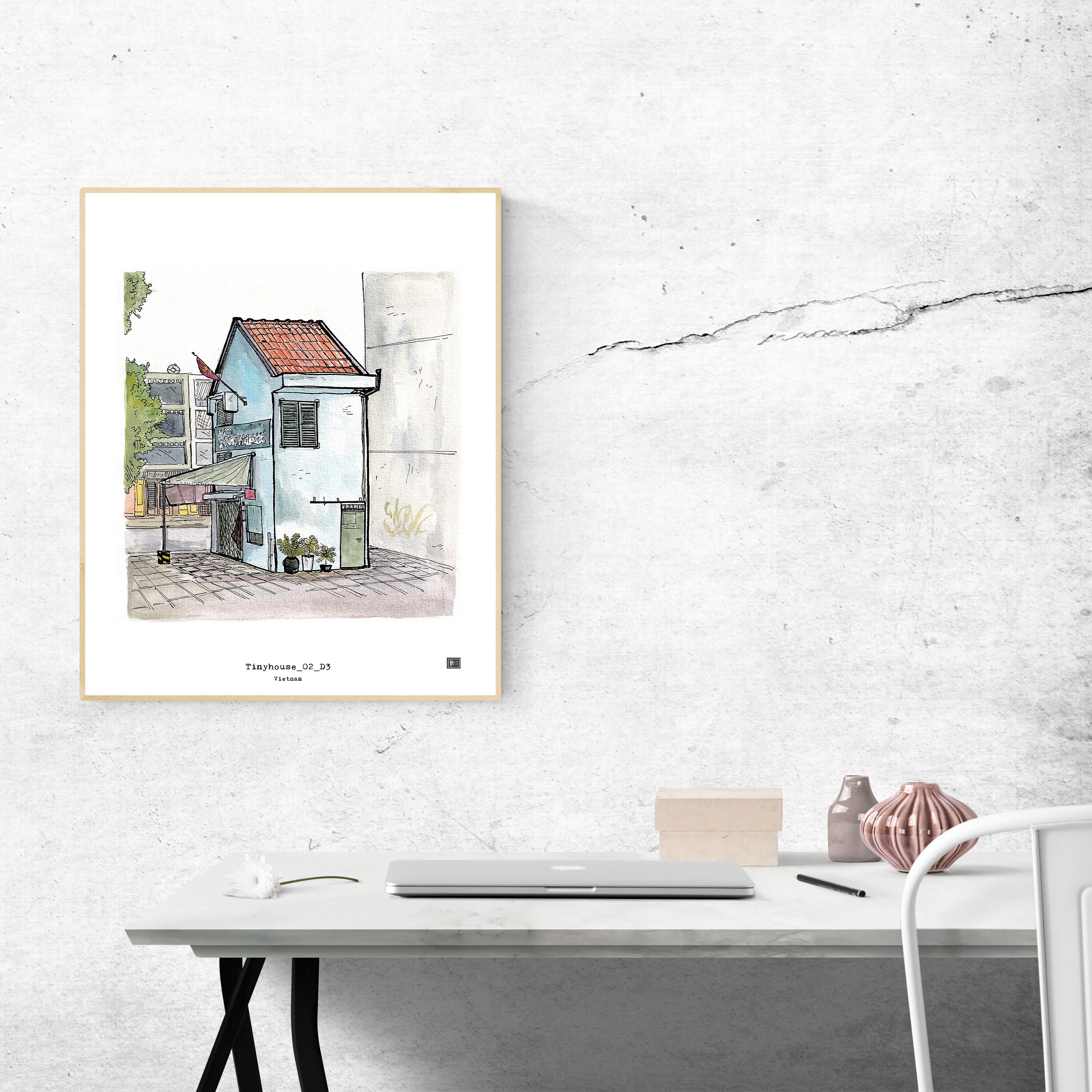 Vietnam Art Print, Tropical Tiny House Saigon Vietnam, Saigon Wall Art ...
