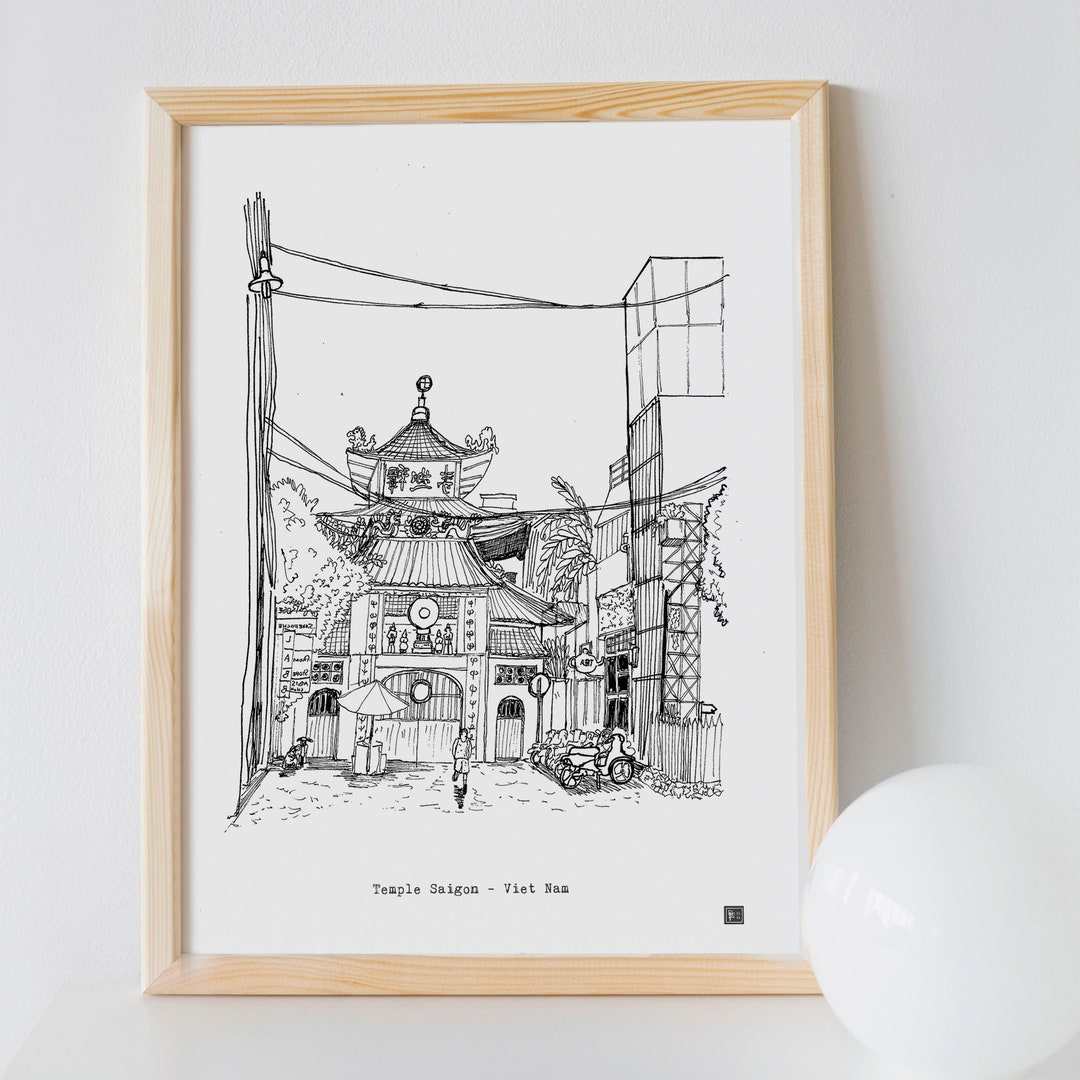 Vietnam Art Print, Saigon Old Temple Vietnam, Saigon Wall Art Print ...