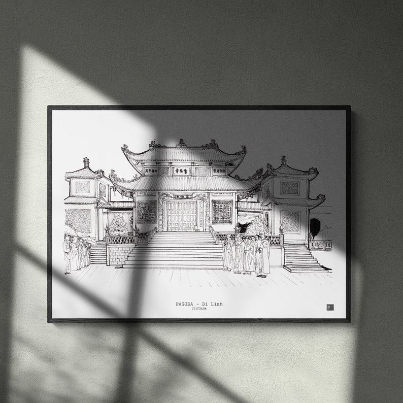 Vietnam Art Print, Architecture Print, Vietnamese Pagoda Dilinh Vietnam ...