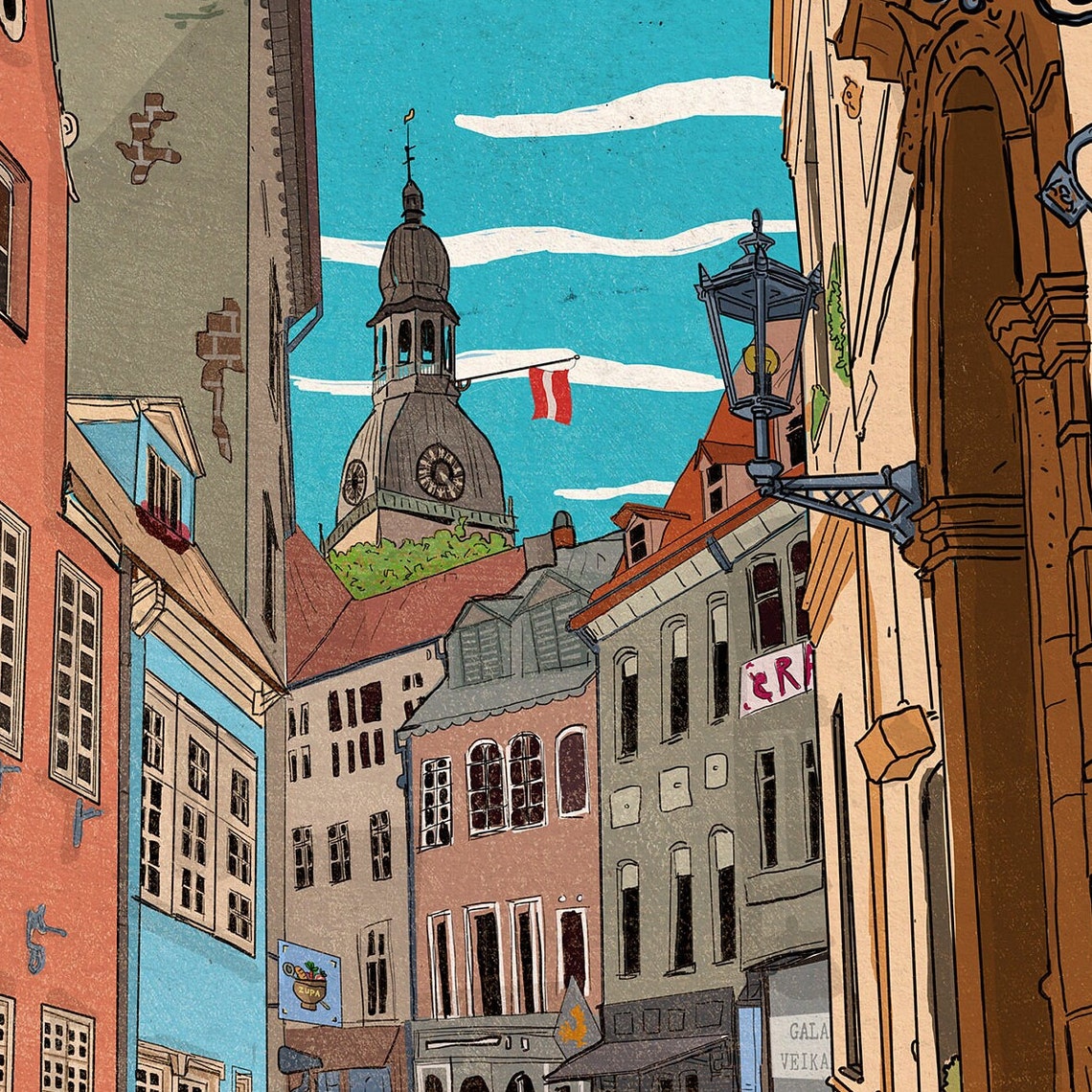 Downtown Riga Latvia Large Art Print, Latvia Travel Art, Latvian Wall ...