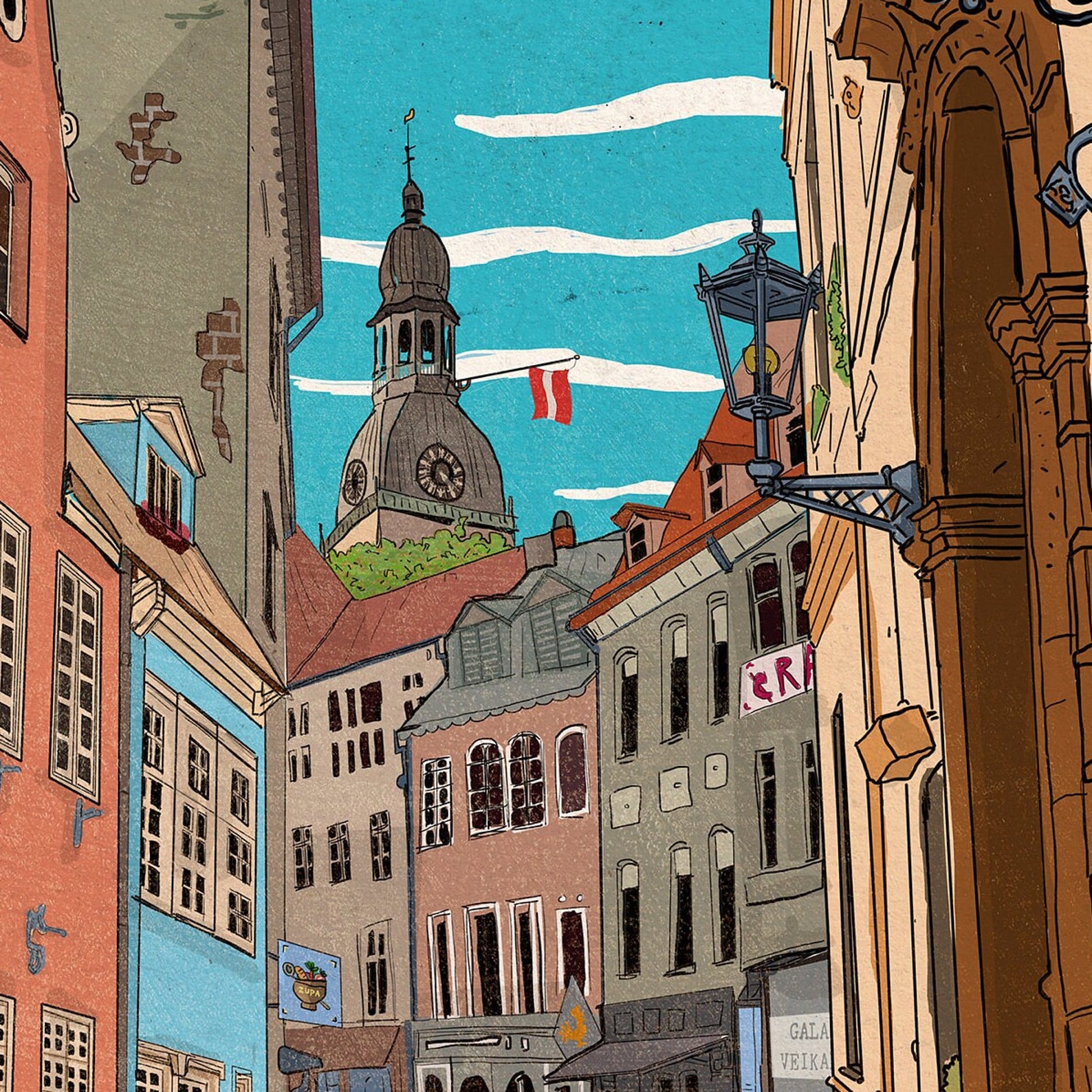 Downtown Riga Latvia Large Art Print, Latvia Travel Art, Latvian Wall ...