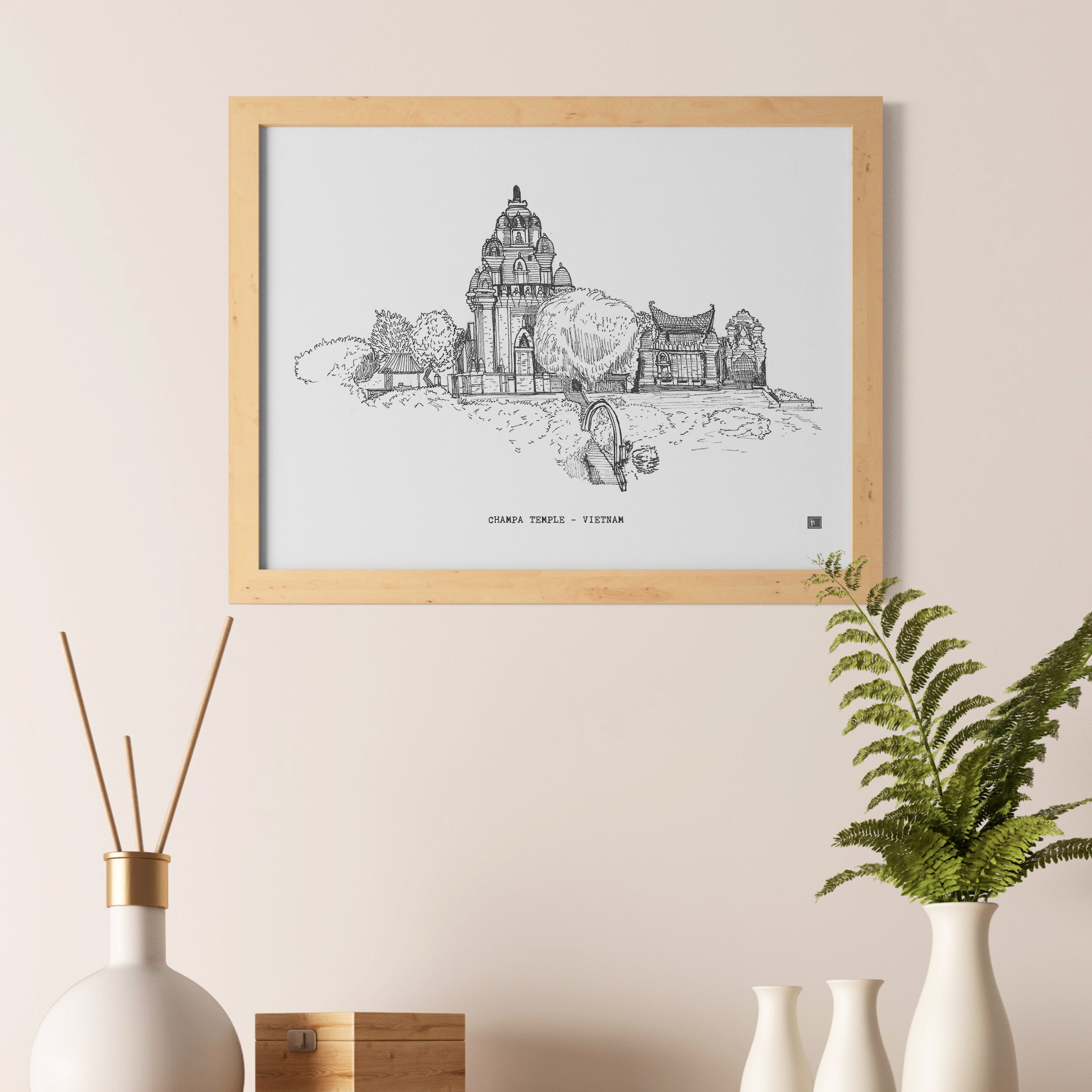 Vietnam Travel Art Print, Champa Temple Vietnam, Vietnamese Culture Art ...