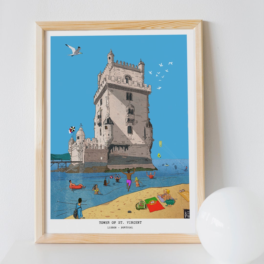 Lisbon Portugal Art Print - Belem Tower of Saint Vincent- Portugese ...