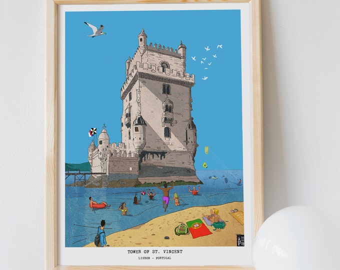Lisbon Landmark Poster, Belem Tower Lisbon, City Prints, Lisbon Skyline ...