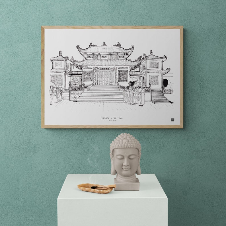 Vietnam Art Print, Architecture Print, Vietnamese Pagoda Dilinh Vietnam ...