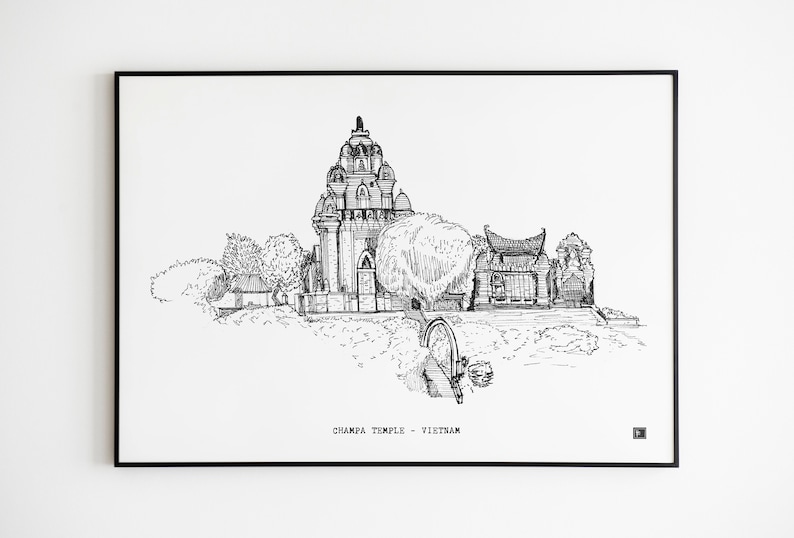Vietnam Travel Art Print, Champa Temple Vietnam, Vietnamese Culture Art ...