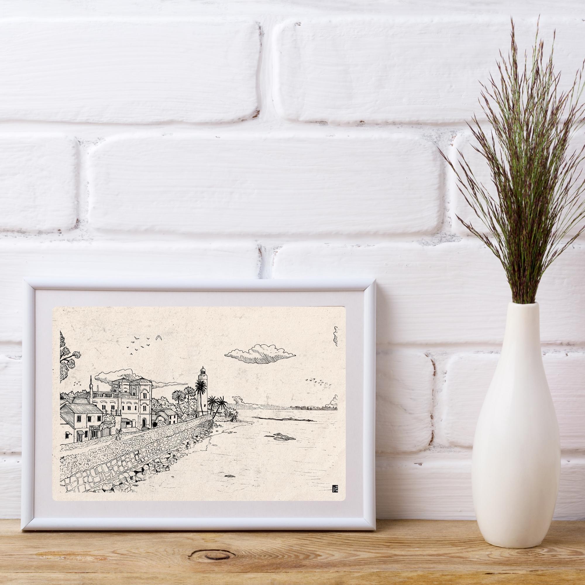 Galle Dutch Fort Sri Lanka Art, Galle Landscape Print, Pen Ink ...
