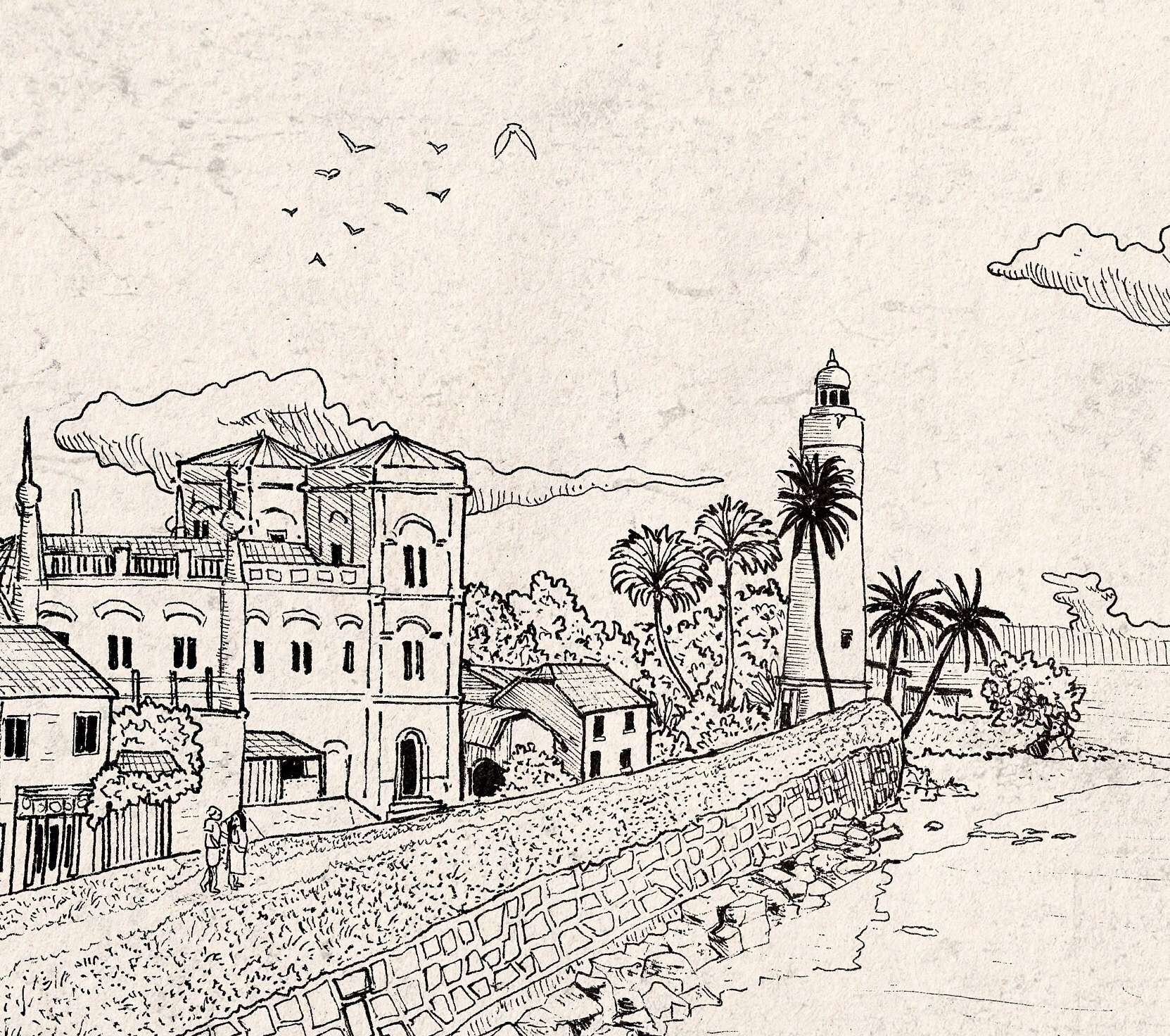Galle Dutch Fort Sri Lanka Art, Galle Landscape Print, Pen Ink ...