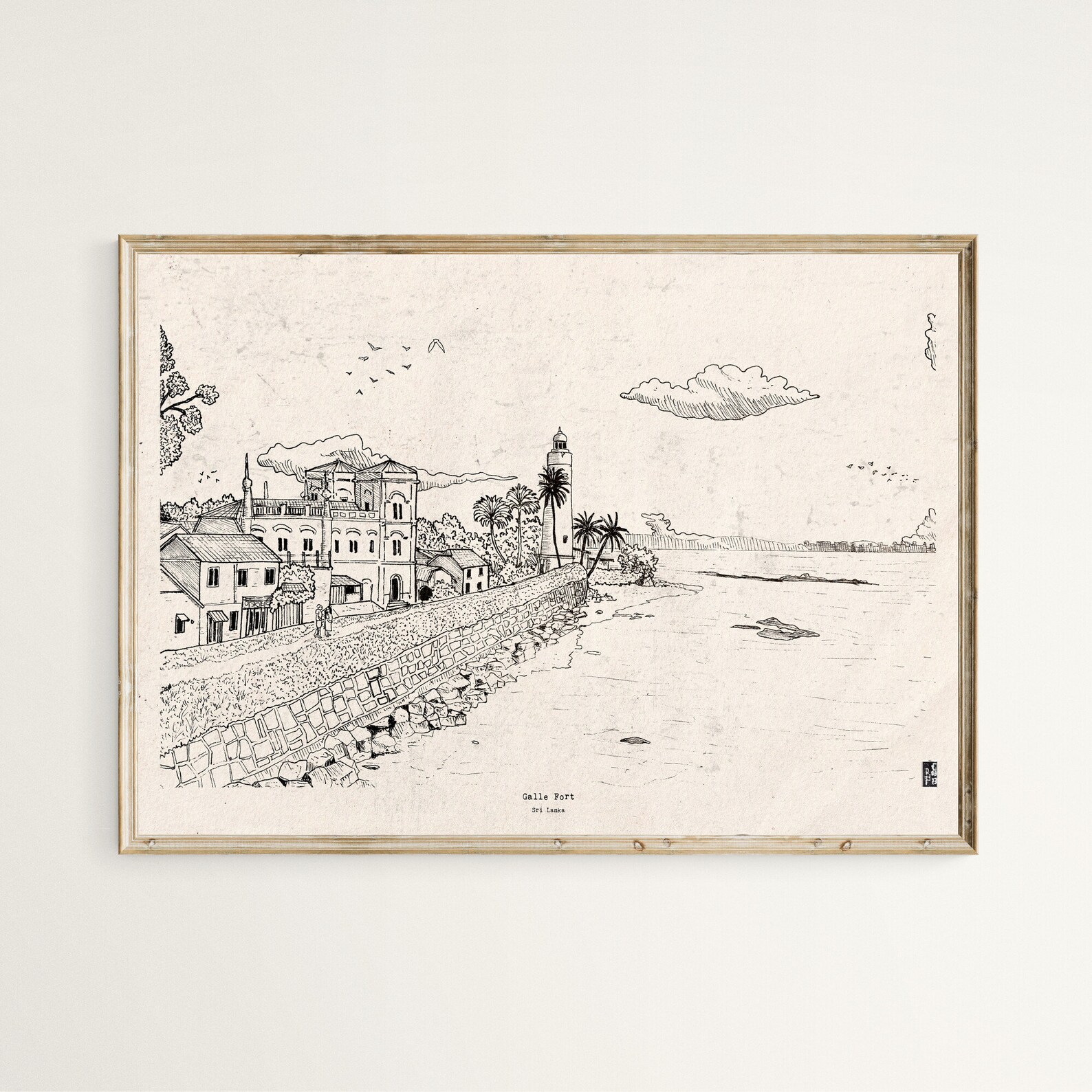 Galle Dutch Fort Sri Lanka Art, Galle Landscape Print, Pen Ink ...