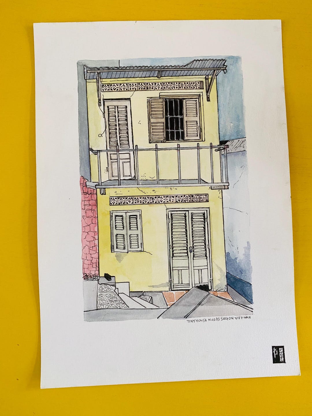 Saigon Vietnam Art, ORIGINAL Watercolor Ink Illustration of Tropical ...