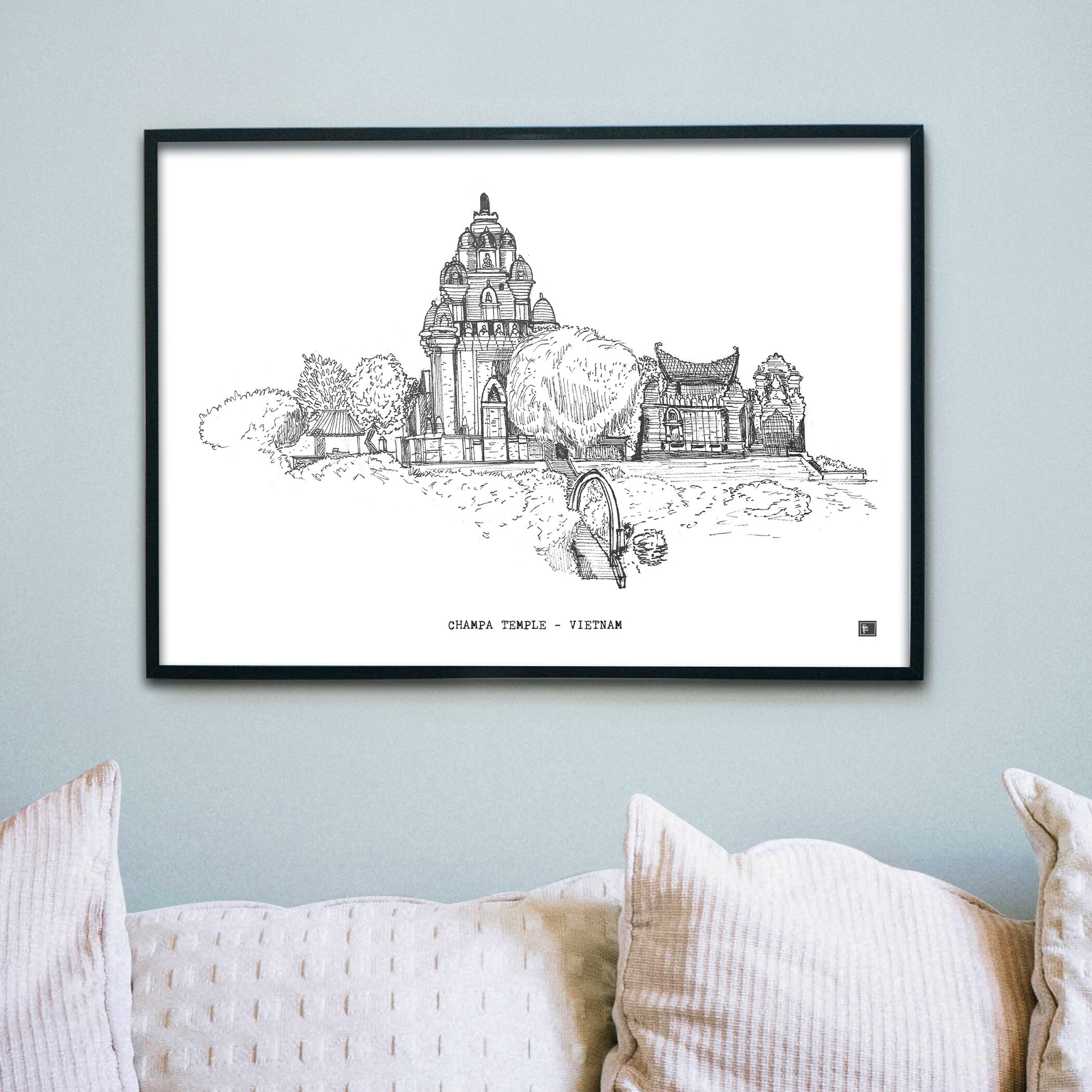 Vietnam Travel Art Print, Champa Temple Vietnam, Vietnamese Culture Art ...