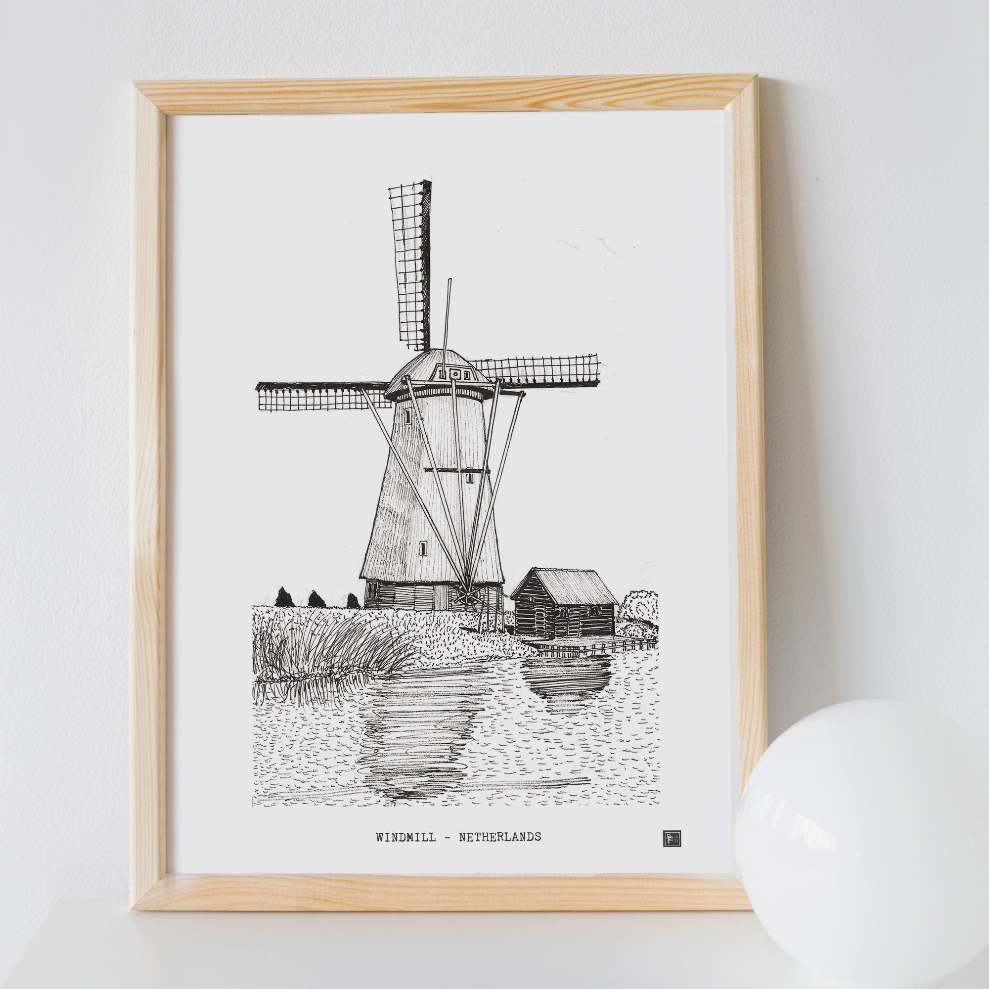Dutch Windmill Illustration