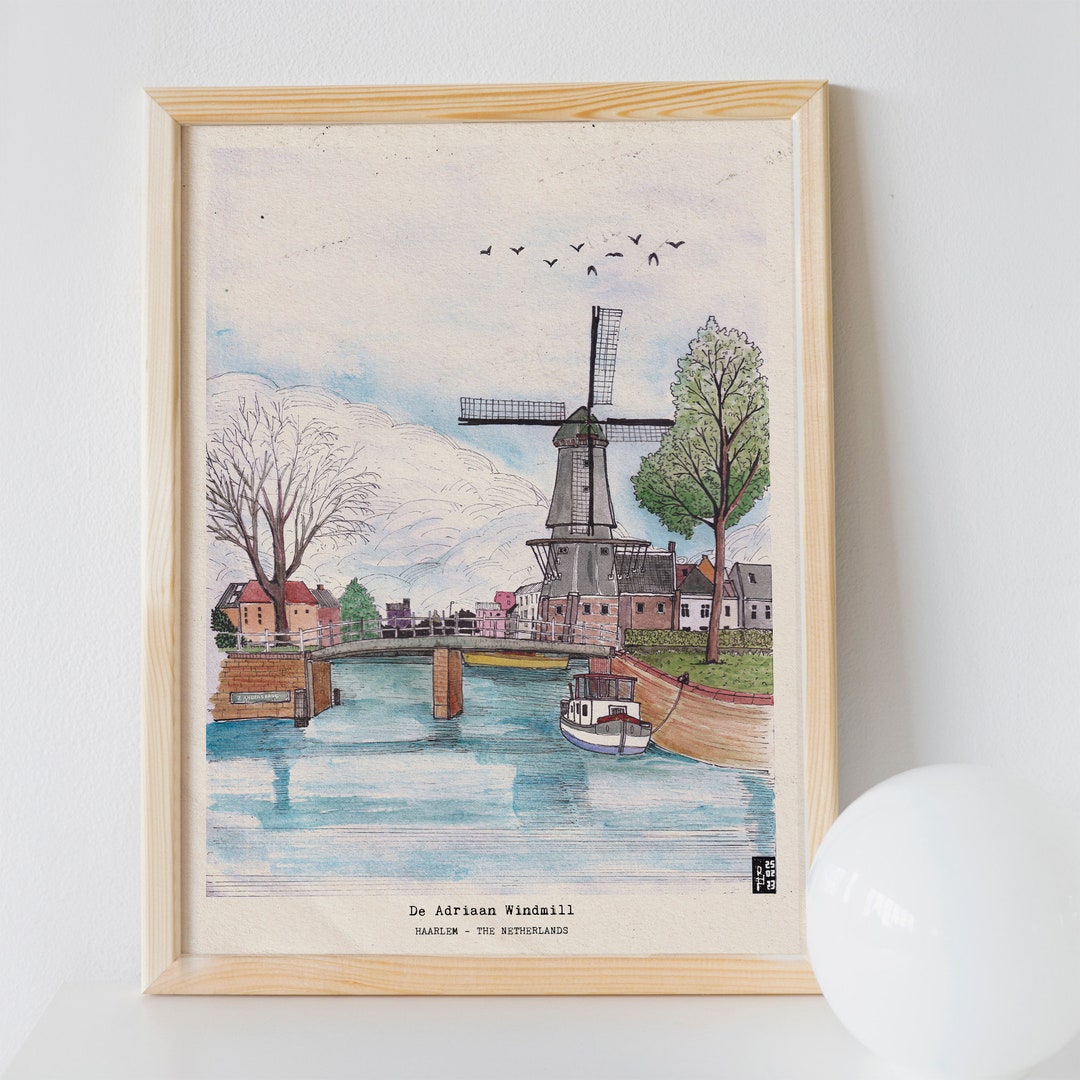 Haarlem Netherlands Watercolor Art Print - Dutch Cityscape Poster ...