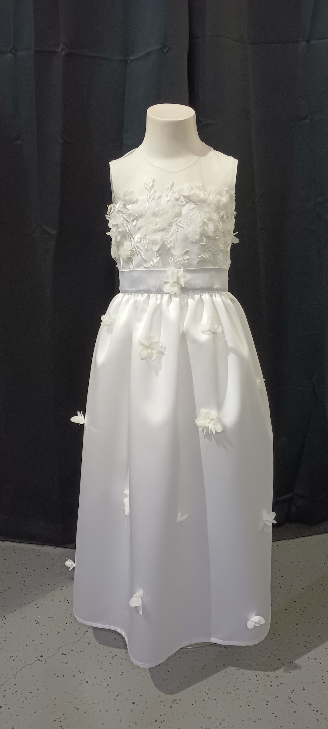 First Communion White Dress Floral Lace Zipper - Etsy