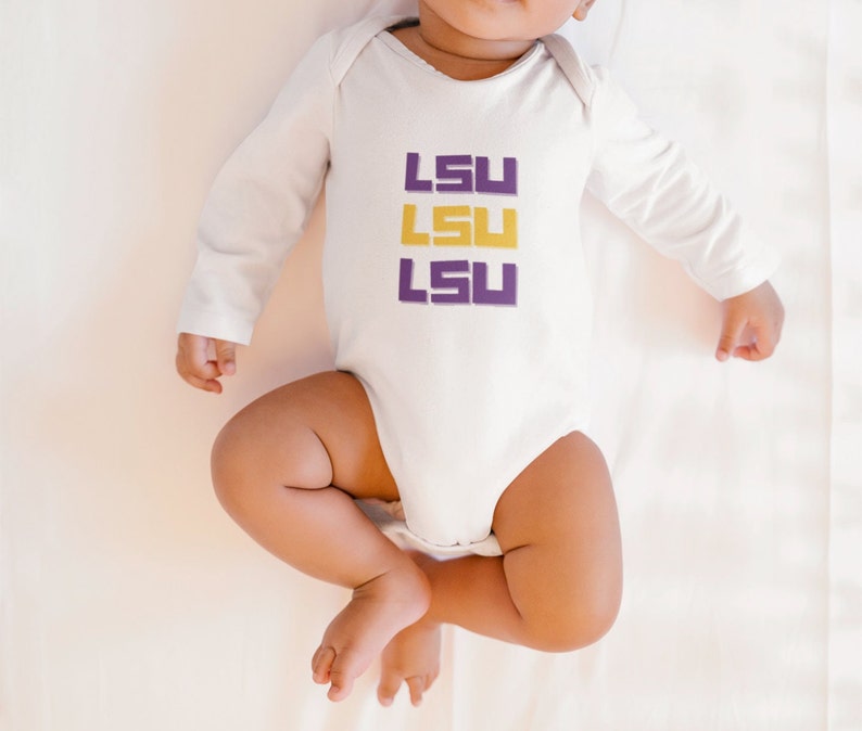 LSU Long Sleeve Onesie Baby Onesie Baby Shower Gift Baby Bodysuit Team ...