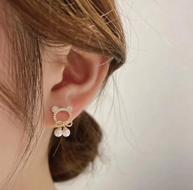 Trendy Kawaii Teddy Bear Earrings Cute Korean Earrings - Etsy