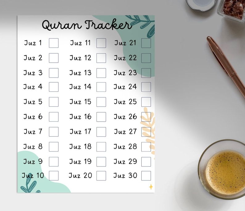 Ramadan Tracker: Quran 30 Juz - INSTANT DOWNLOAD - Etsy