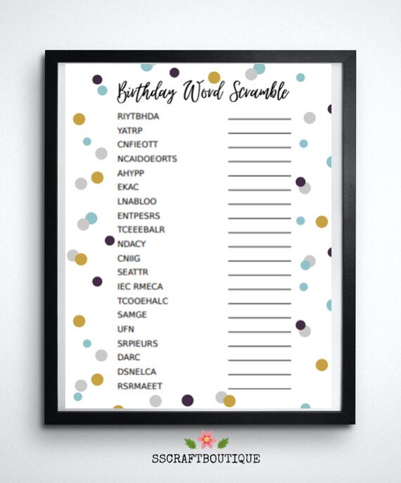 Birthday Word Scramble And Answers INSTANT DOWNLOAD Etsy Birthday Word Scramble And Answers INSTANT DOWNLOAD Etsy