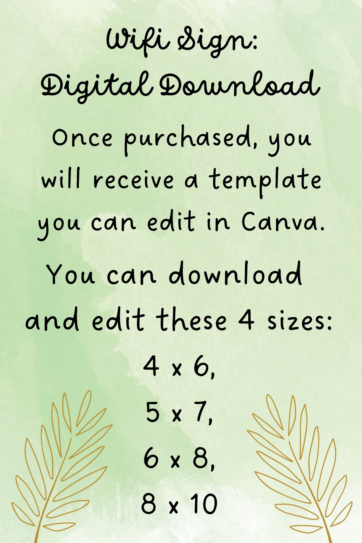 Wifi Password Sign, Editable, Wifi Sign, Printable, 4 Sizes, 4x6 5x7 ...