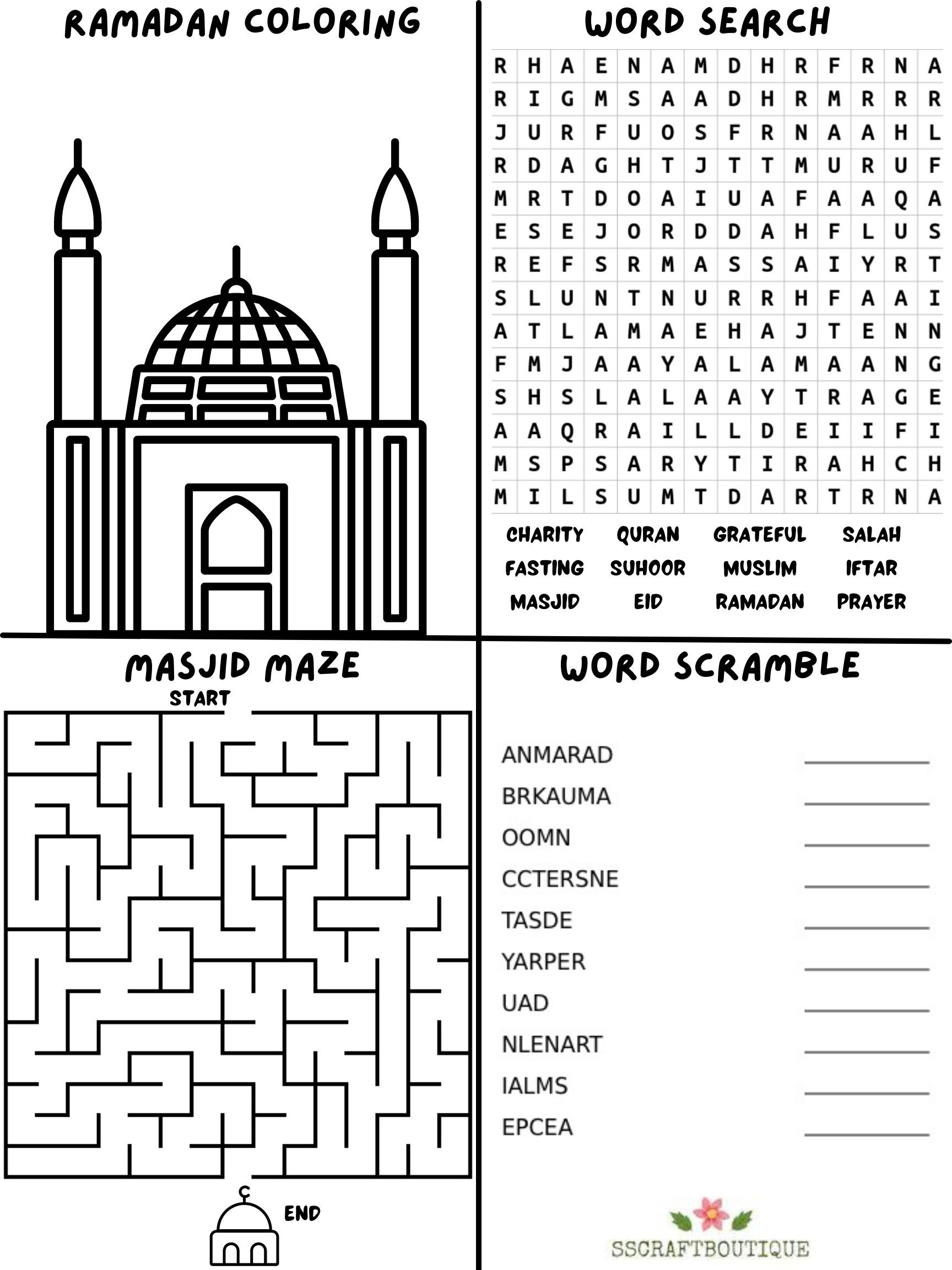 Ramadan Activity Sheet - INSTANT DOWNLOAD - Etsy