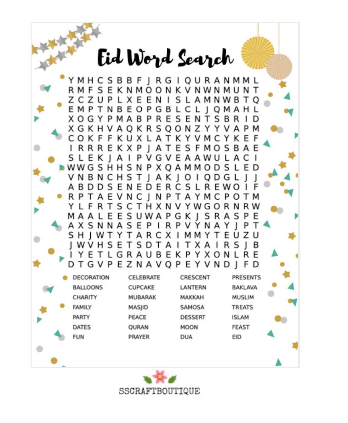 Eid Word Search INSTANT DOWNLOAD - Etsy Canada