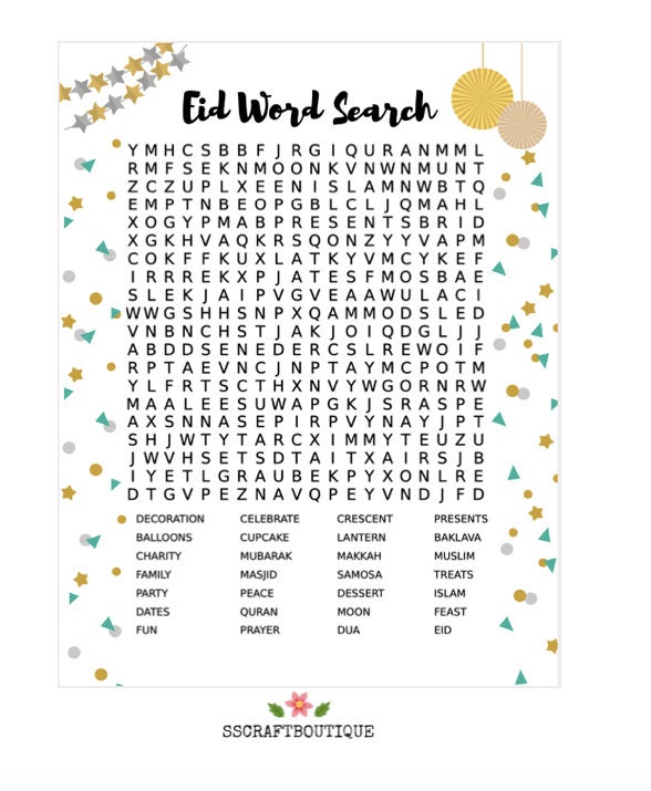 Eid Word Search INSTANT DOWNLOAD - Etsy Canada