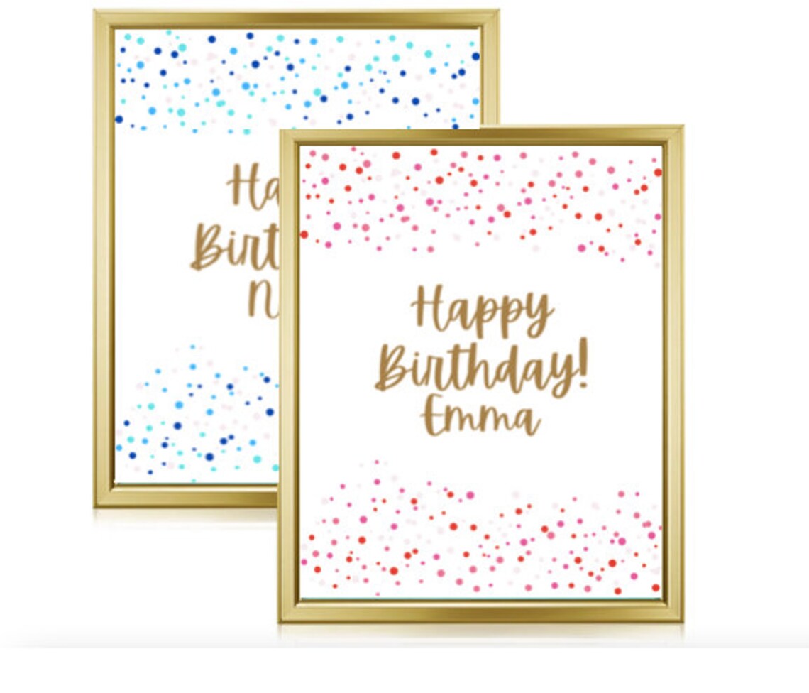 Happy Birthday Sign, Pink and Blue, Editable, Printable, 4 Sizes, 4x6 ...