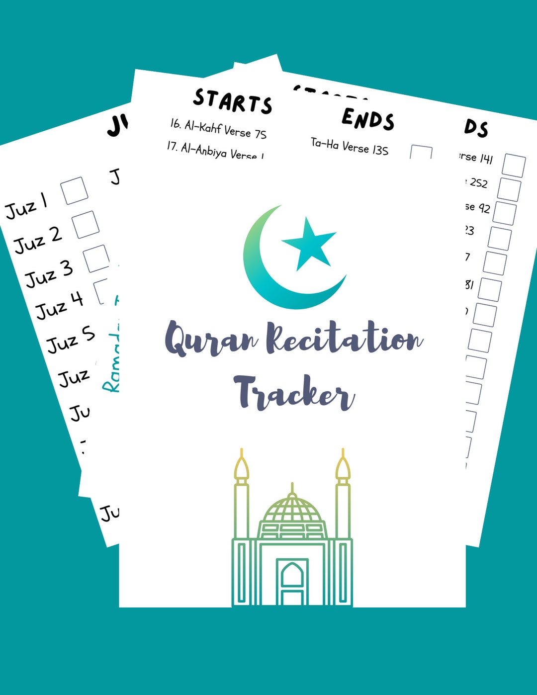 Ramadan Tracker: Quran 30 Juz - INSTANT DOWNLOAD - Etsy