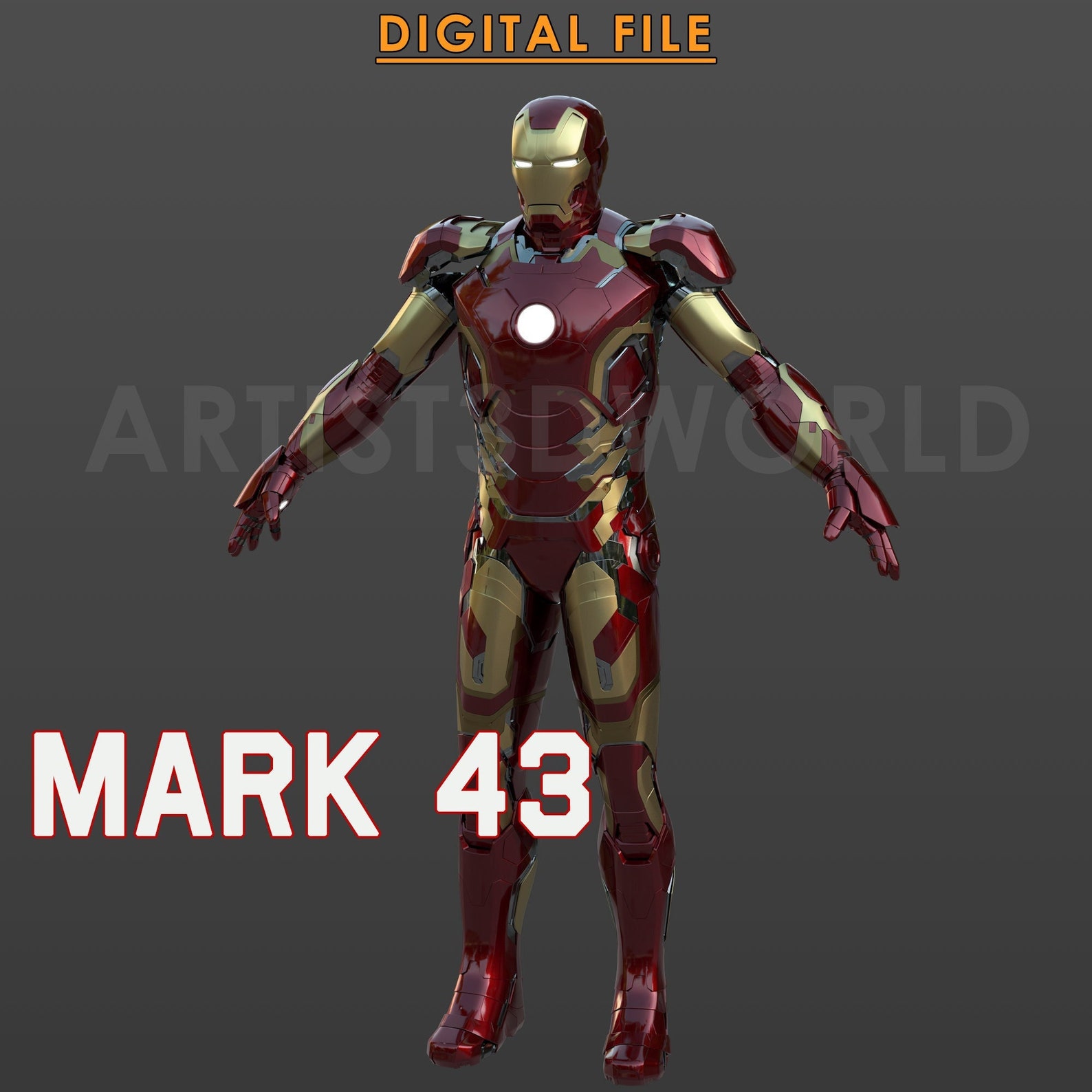 Iron Man Mark 43 Cosplay Suit STL File for 3D Printing, High Quality ...
