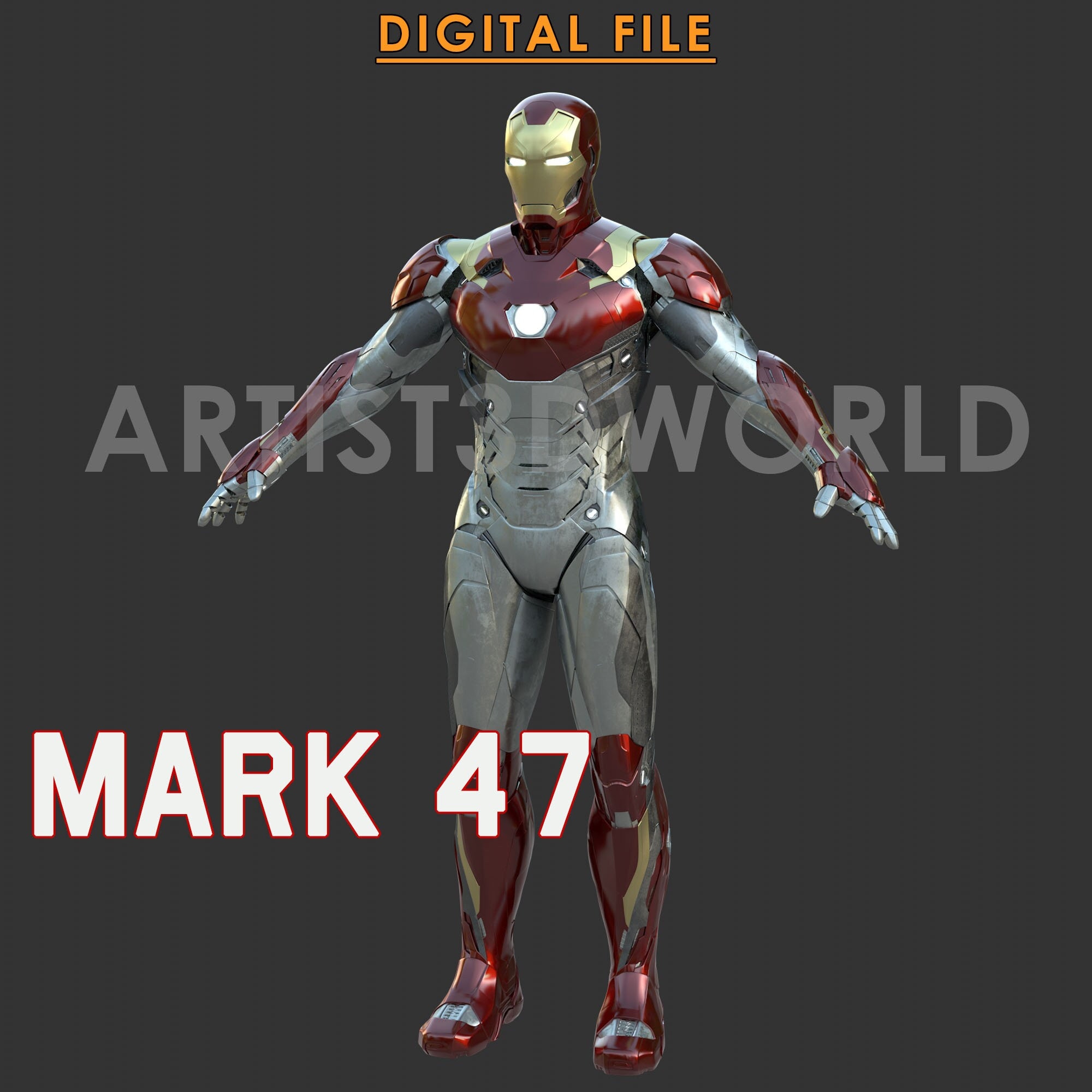 Iron Man Mark 47 Cosplay Suit STL File for 3D Printing High Quality ...