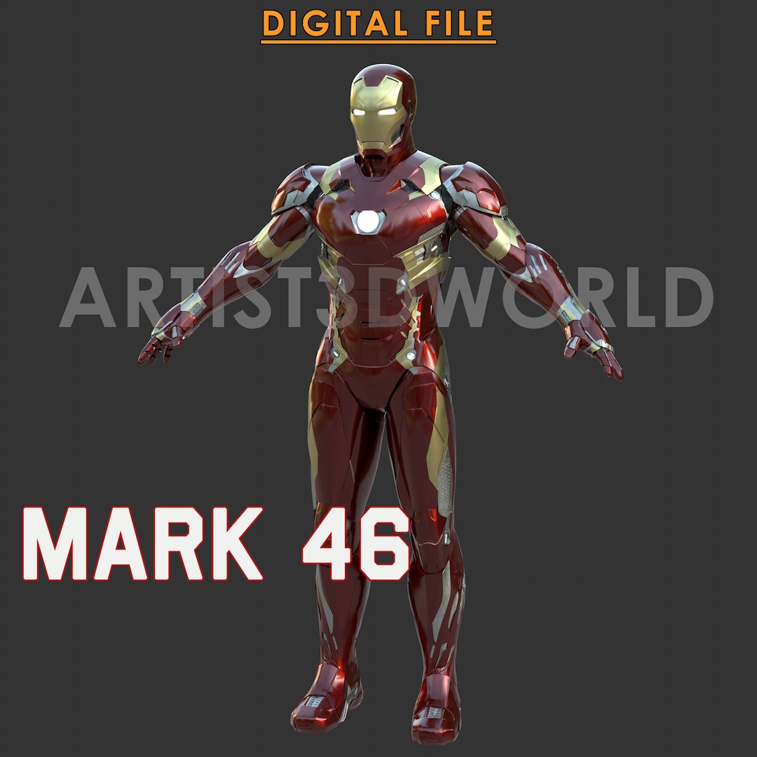 Iron Man Mark 46 Cosplay Suit STL File for 3D Printing High Quality ...
