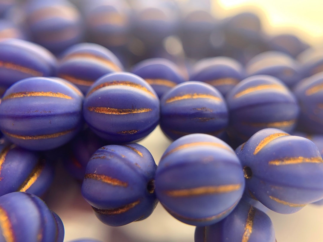 8mm Melon Beads, Indigo With Bronze Wash - Etsy