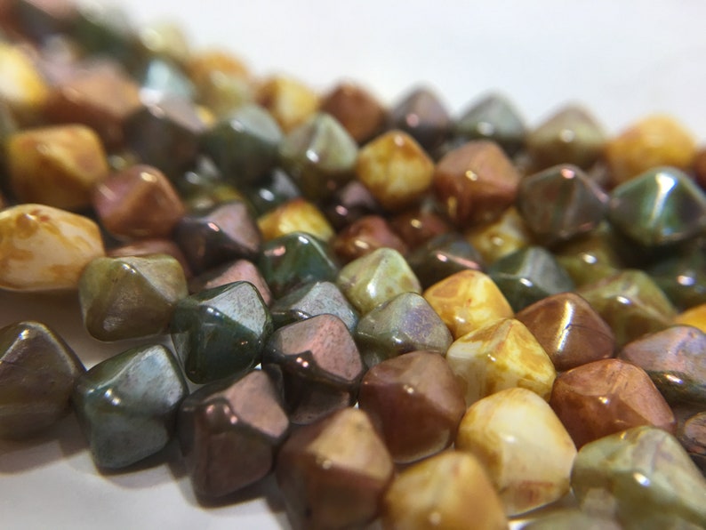 6mm Rustic Rainbow, Bi-pyramid Beads, Czech Glass Beads - Etsy