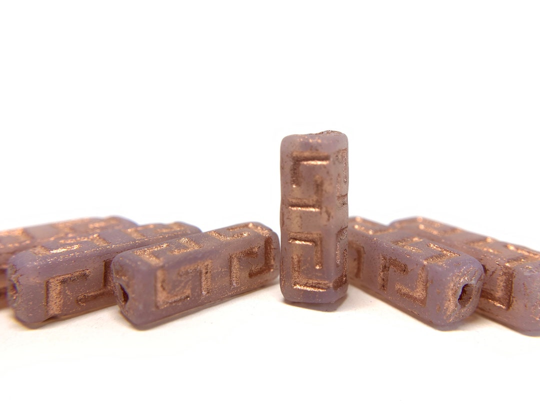 5x15mm Pink Opal Rune, Rectangle Beads, Czech Glass Beads - Etsy